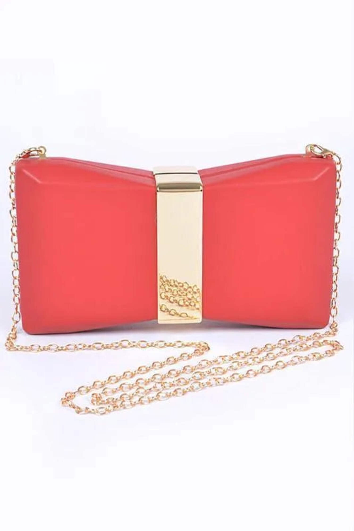 Gold Trim Iconic Bow Inspired Box Clutch - Walmart.com