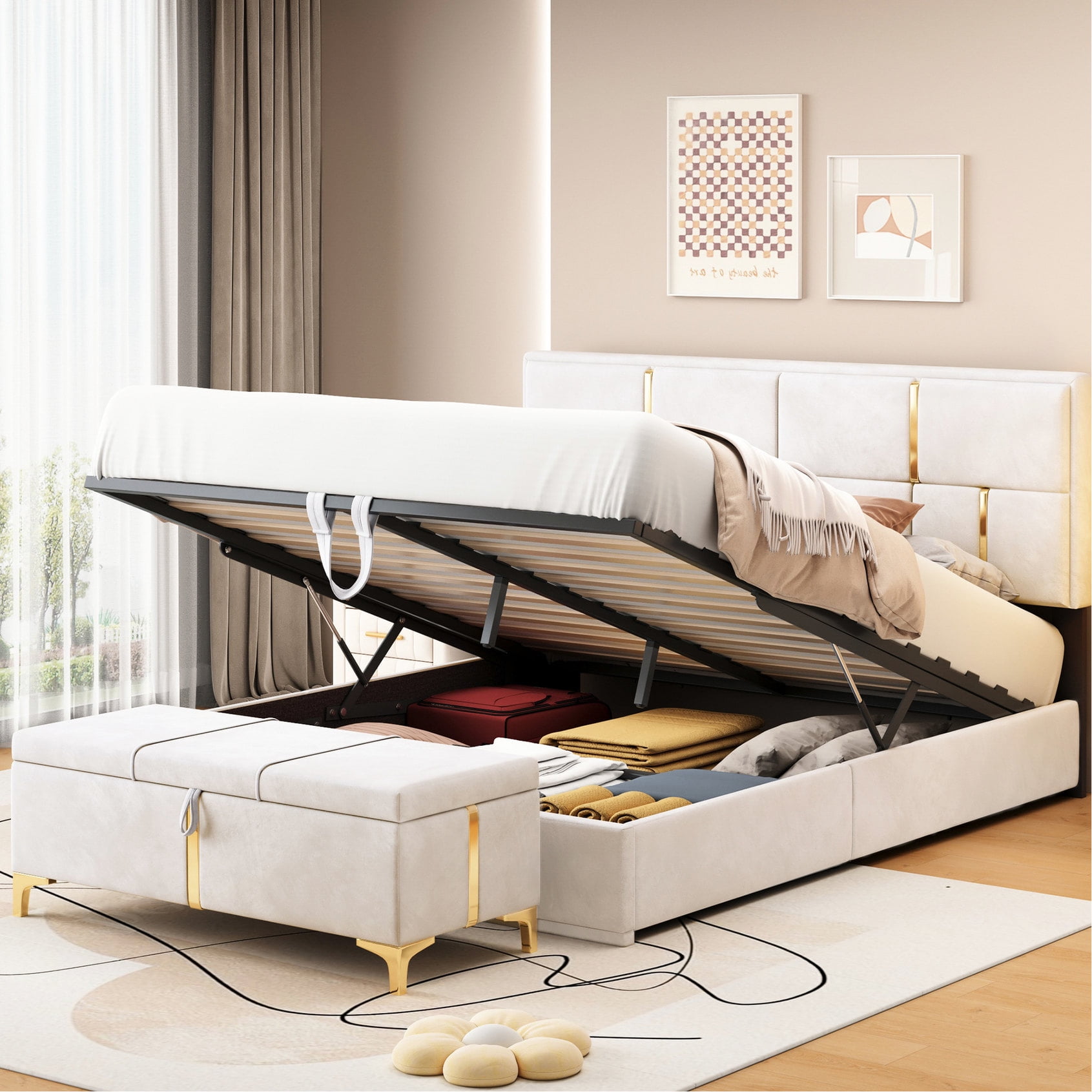 Gold Trimmed Decoration + Magazine Storage - Bedroom Style + Organized ...