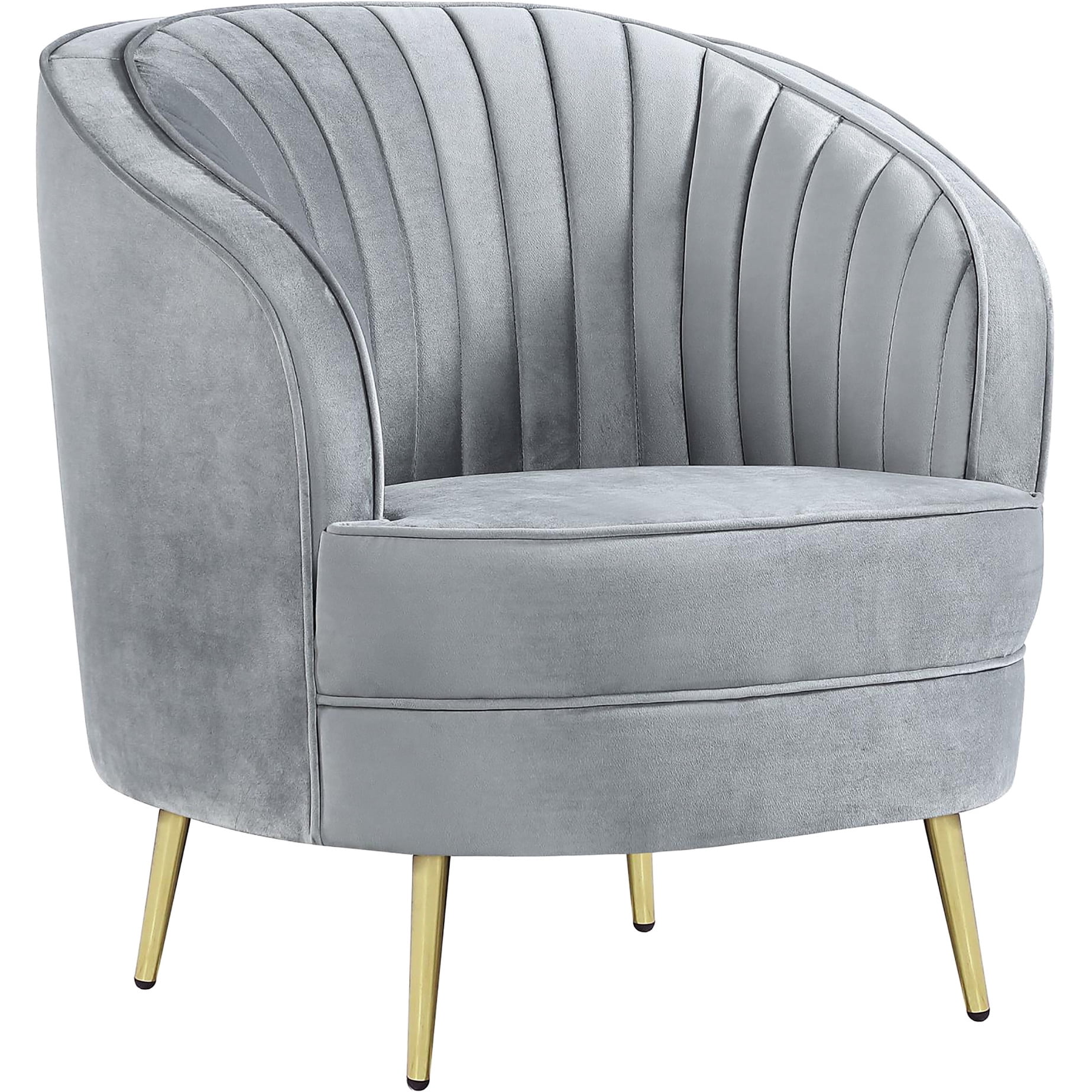 Gold - Trimmed Grey Barrel Chair | Stylish Addition to Primary Space ...