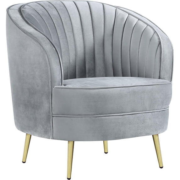 Gold - Trimmed Grey Barrel Chair | Stylish Addition to Primary Space ...
