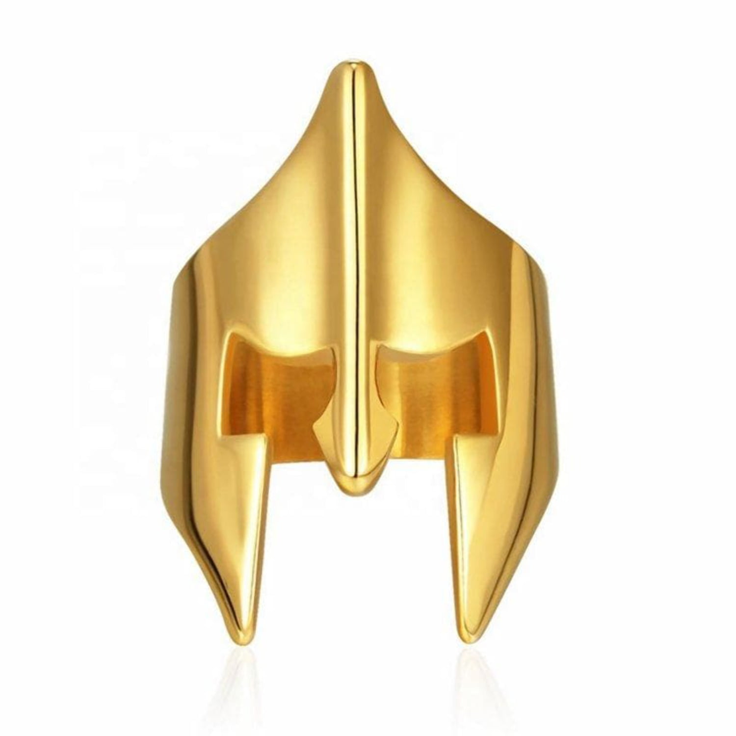 Gold Trojan Helmet Ring Mens Stainless Steel 300 Spartan Warrior Band ...
