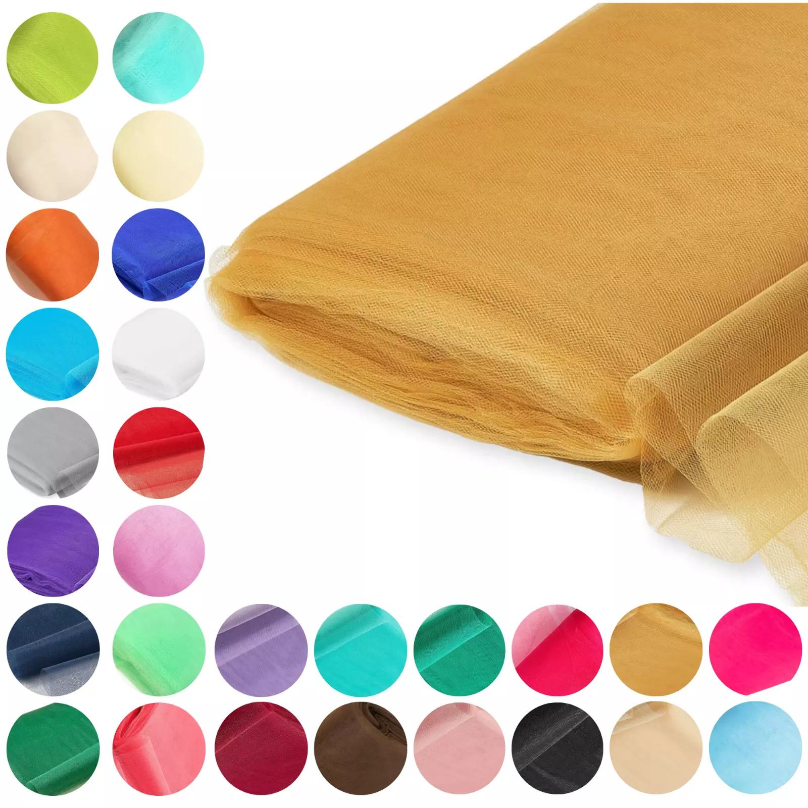 (Gold) Tulle Fabric Roll - 54 Inch by 40 Yards (120FT), Lightweight ...