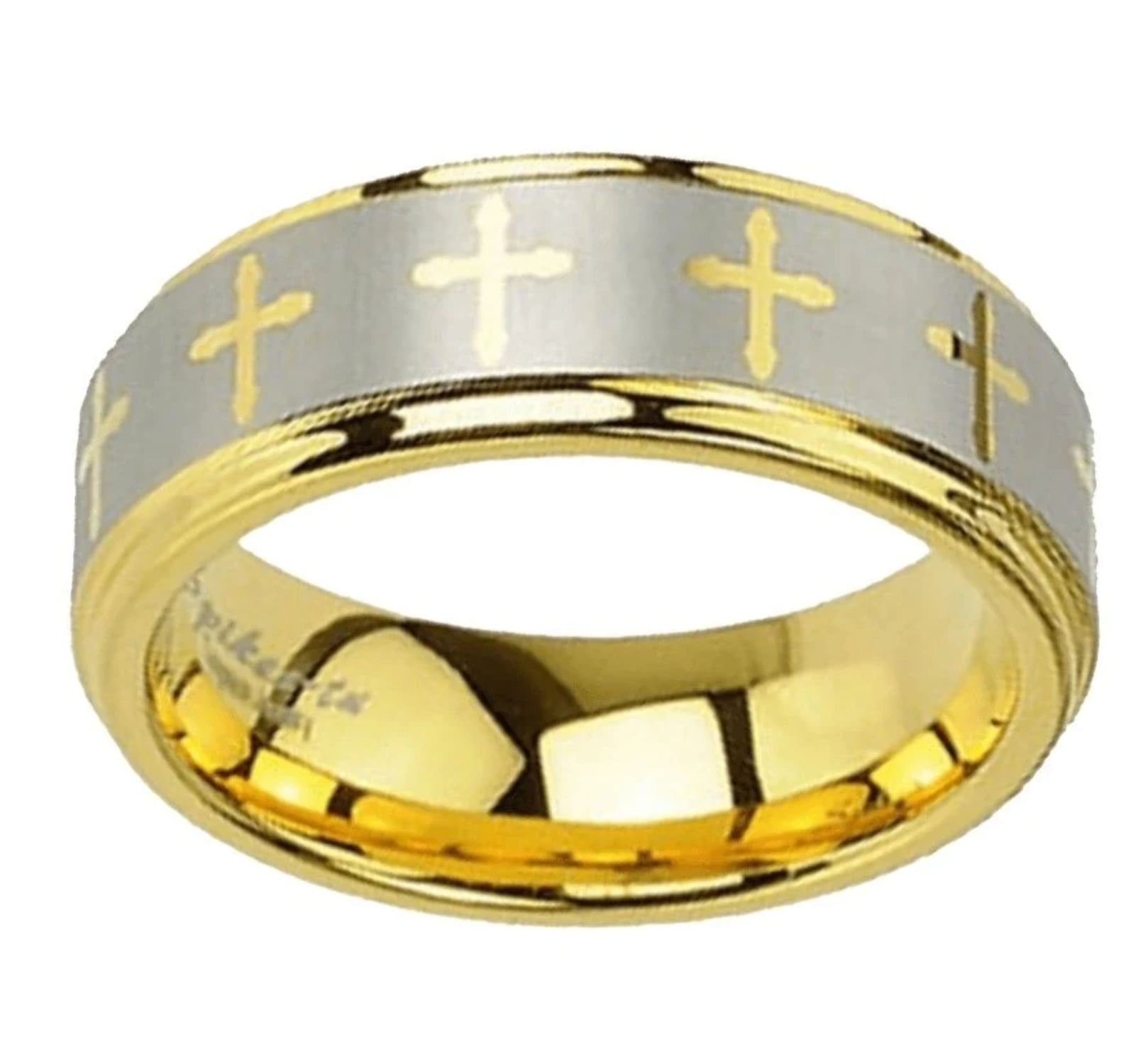 Gold Tungsten Cross Ring - Walmart.com