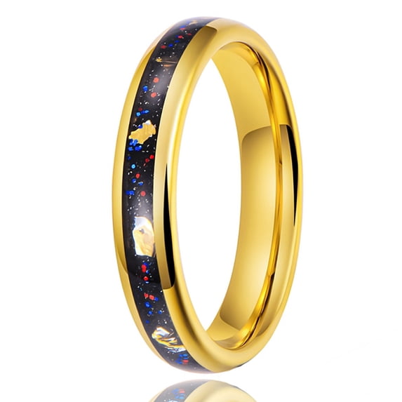 Gold Tungsten Steel Couple Rings Inlaid Gold Foil Men's and Women's ...