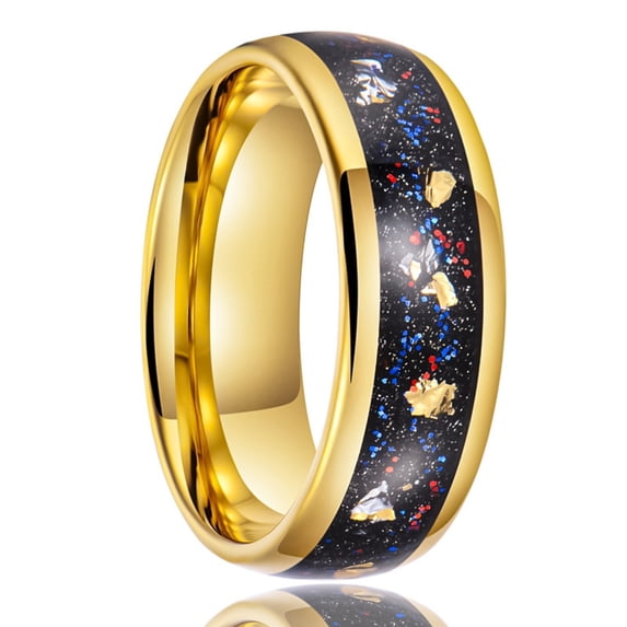 Gold Tungsten Steel Couple Rings Inlaid Gold Foil Men's and Women's ...