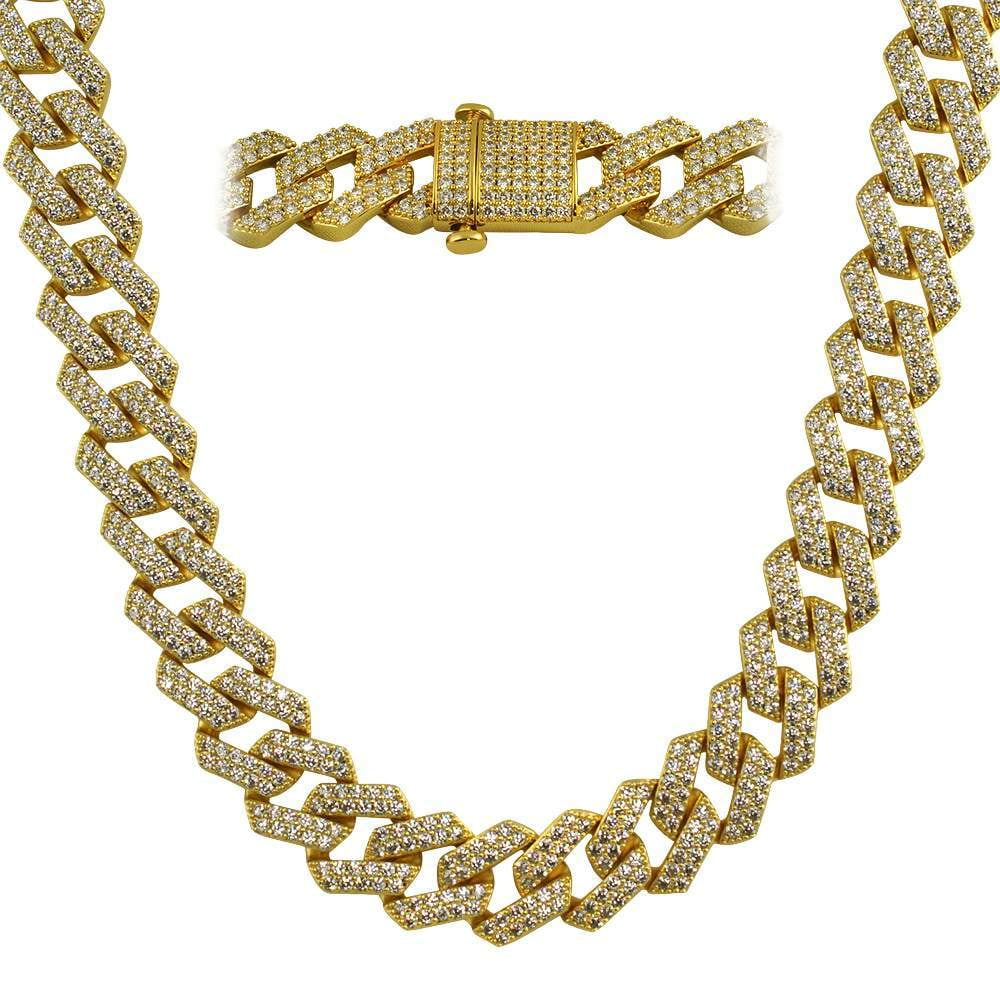 Gold Turkish Cuban 19MM CZ Hip Hop Iced Out Chain - Walmart.com