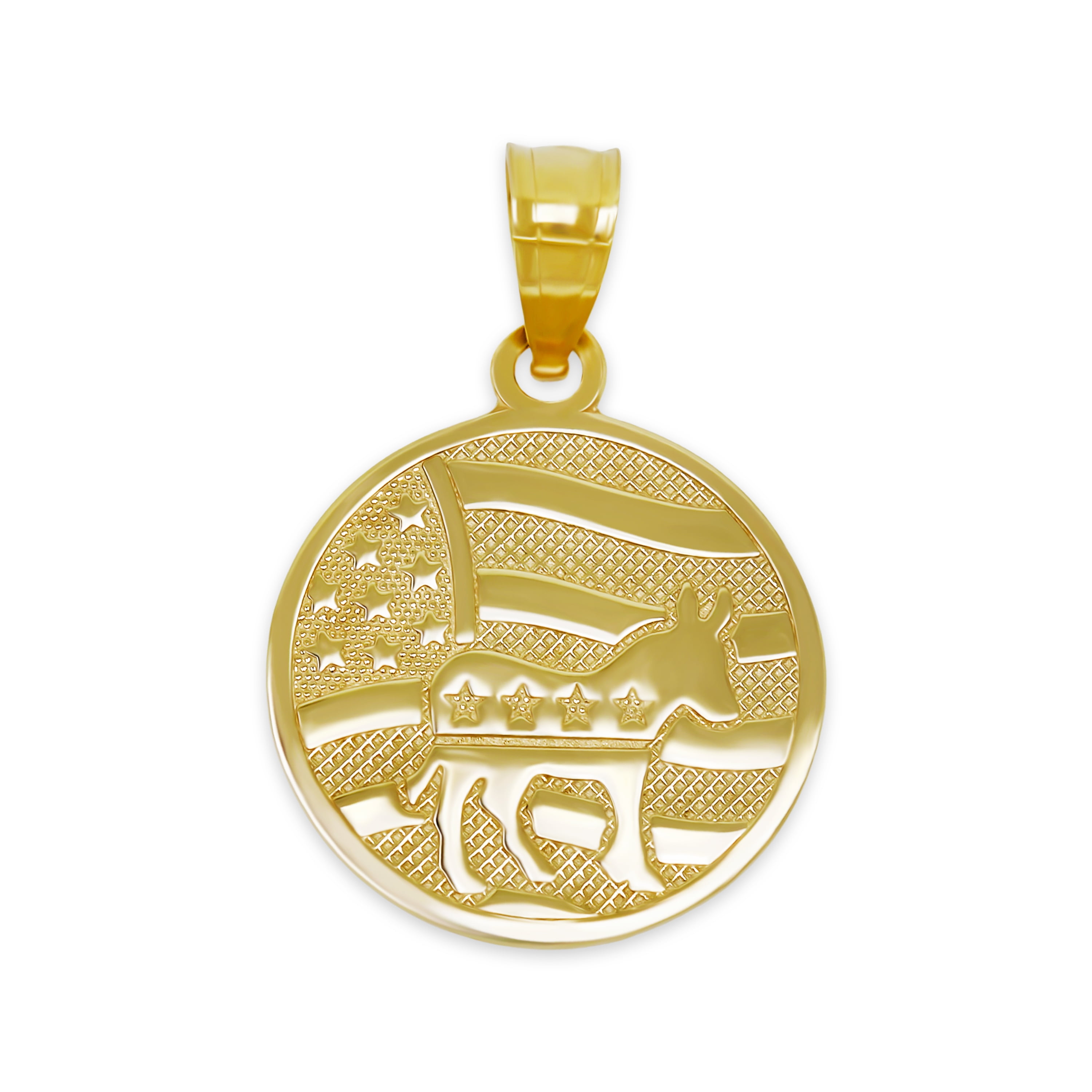Gold USA Republican Democrat Charm Pendant - 10 Karat Gold - Political ...