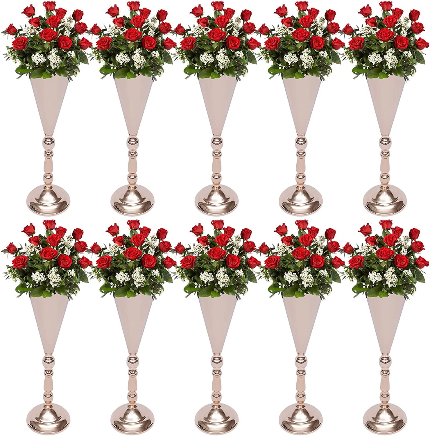 Gold Vase Centerpiece Table Decorations, Metal Tabletop Flower Stand ...