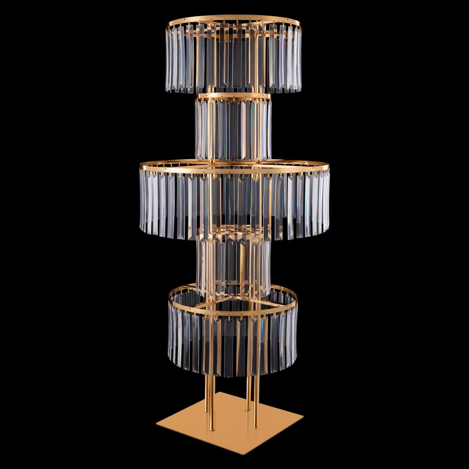 Gold Vases Centerpieces for Table, 5 Tier Round Crystal Chandelier ...