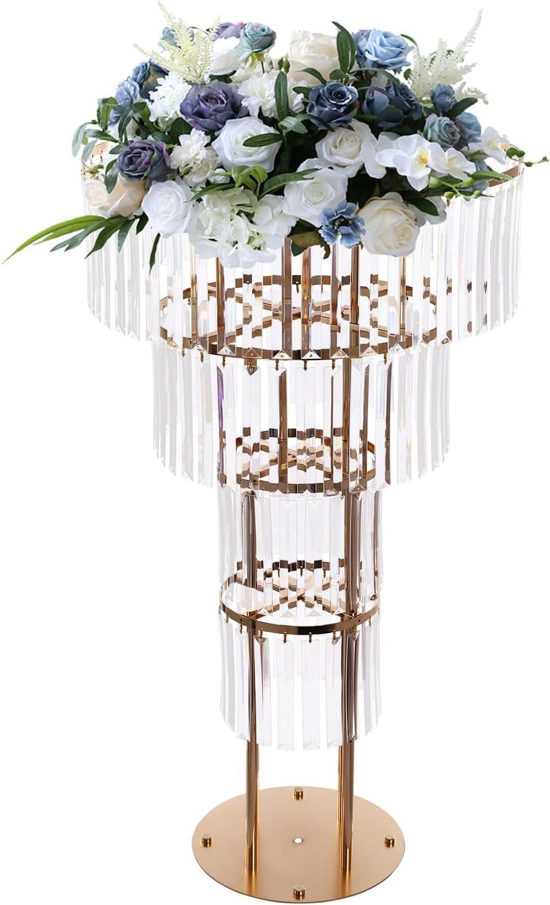 Gold Vases Centerpieces for Tables, 4 Tier Tall Vases Crystal Flower ...