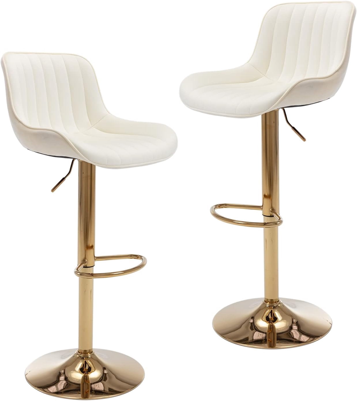 Gold Velvet Bar Stools, Adjustable Counter Height Bar Stools with Back ...