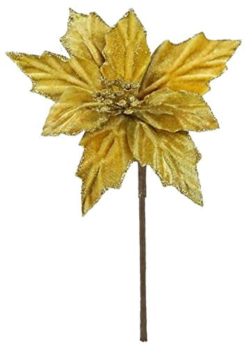 Gold Velvet Christmas Floral Pick (8" Long x 6.5" Wide) - Walmart.com