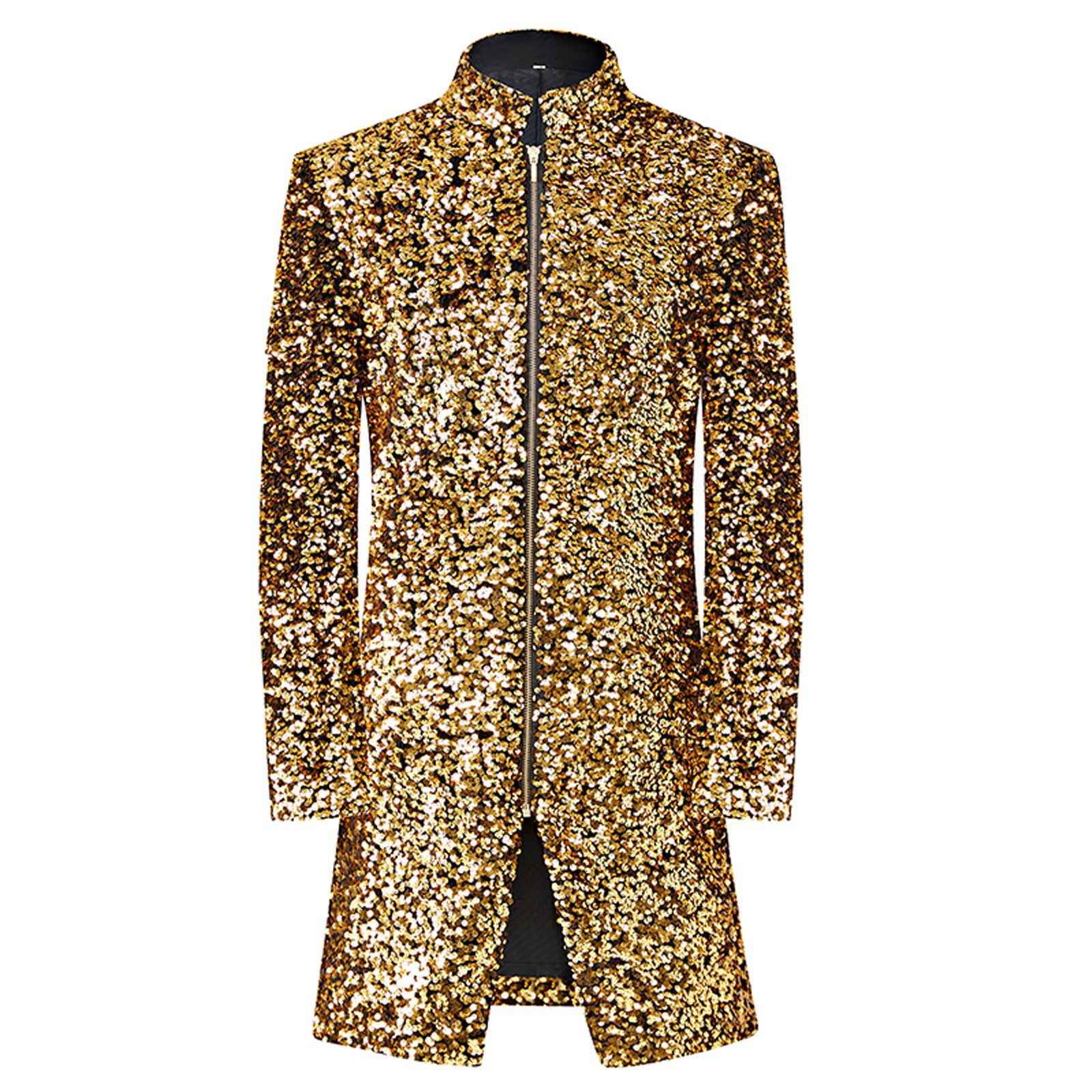 Gold Velvet Sequin Performance Dress Men's Medium Long Banquet Dress ...
