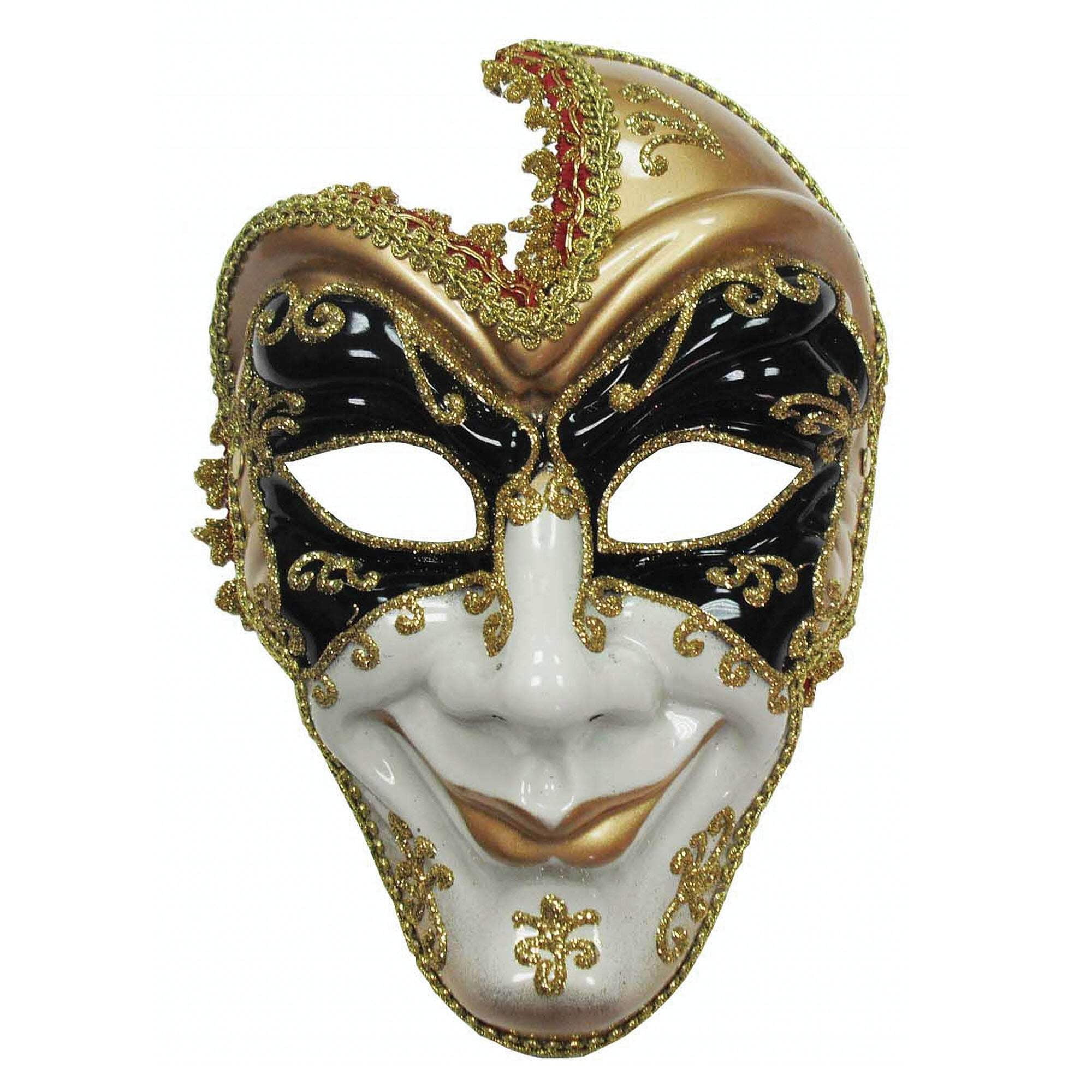 Gold Venetian Man Mask Full Face Glittery Swirls - Walmart.com