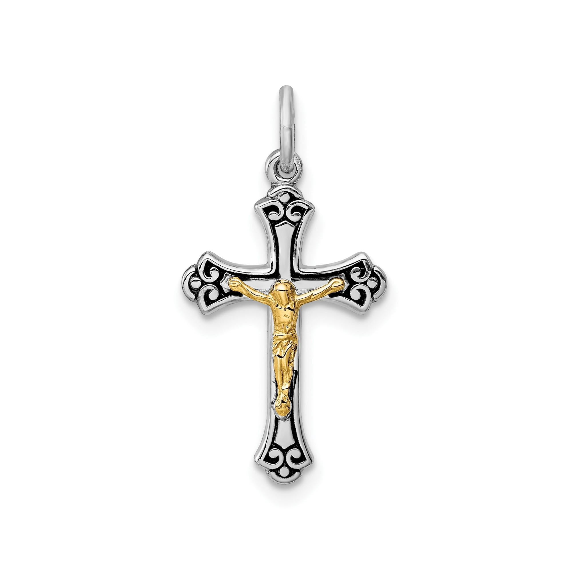 Gold Vermeil Crucifix Cross Pendant for Men and Women in 925 Sterling ...
