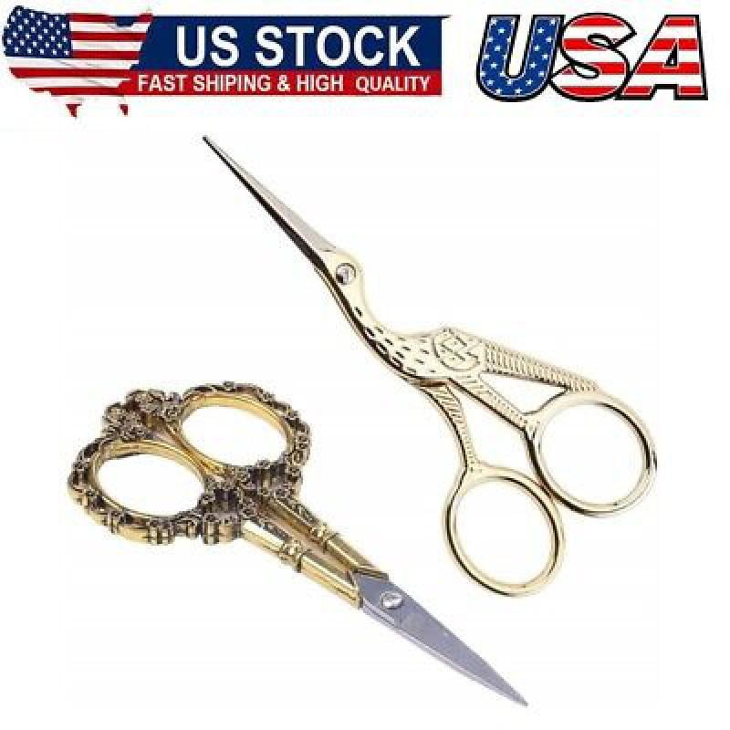 Gold Vintage Plum Blossom Scissors and Classic Crane Design Sewing ...