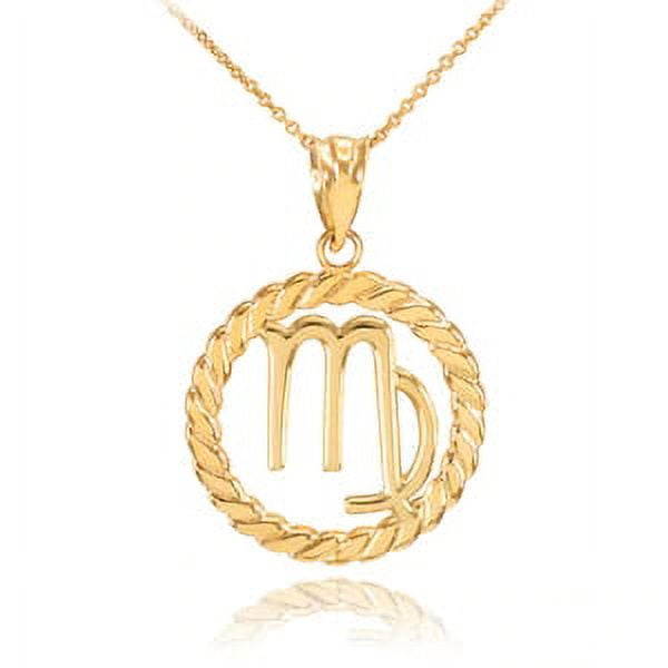 Gold Virgo Zodiac Sign in Circle Rope Pendant Necklace : 14K Pendant ...