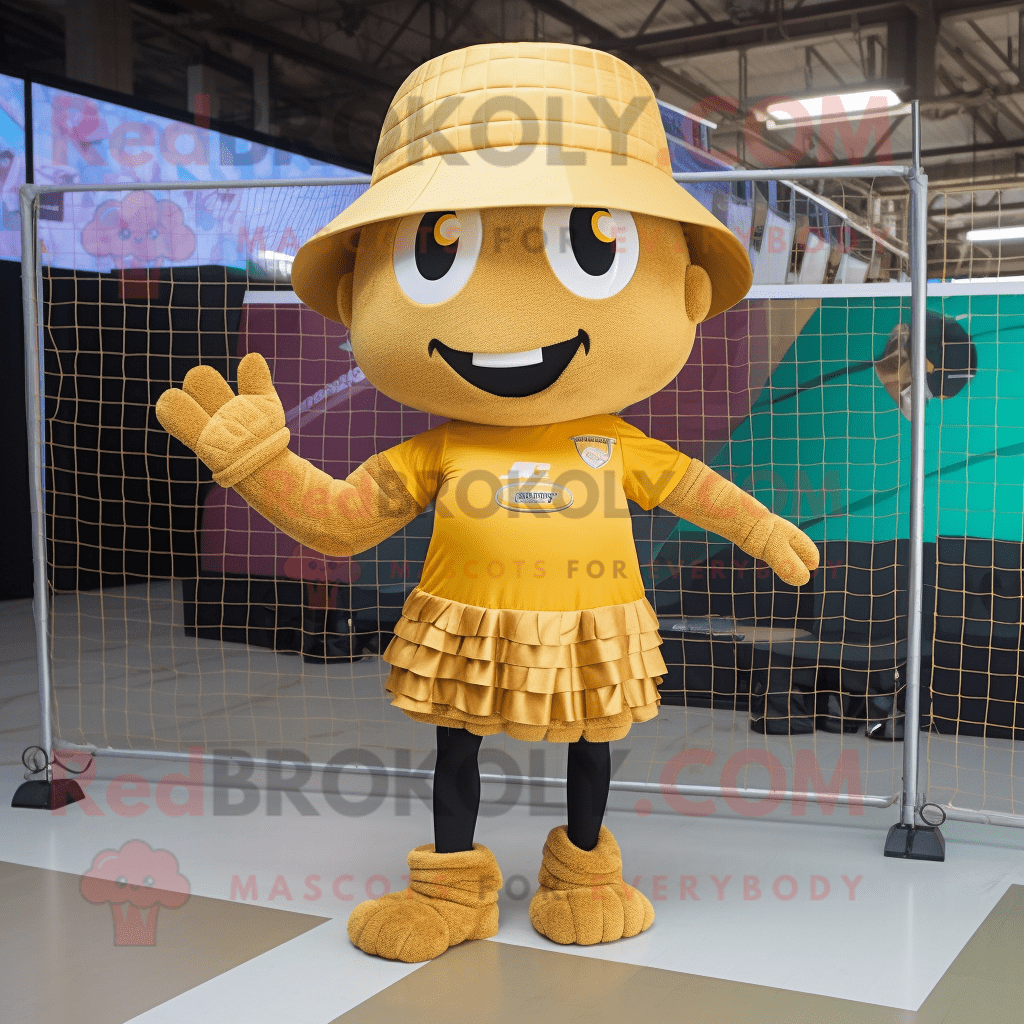 Gold Volleyball Net REDBROKOLY mascot costume character dressed with a ...