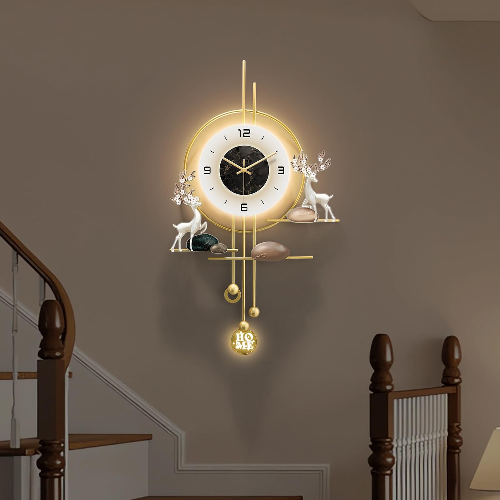 Gold Wall Clock for Living Room,Large Gold Decorative Wall Clock with ...