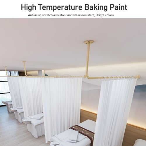 Gold Wall Divider Curtain Rod, Beauty Salon Partition Privacy Screen ...