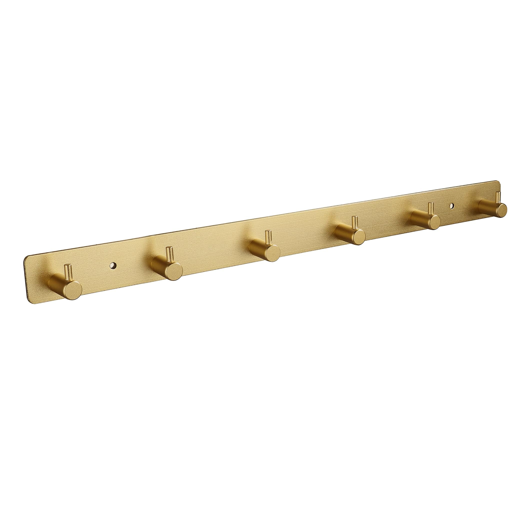Gold Wall Hooks, Brushed Gold Bathroom Hook Rail, Self Adhesive 6 Hooks ...