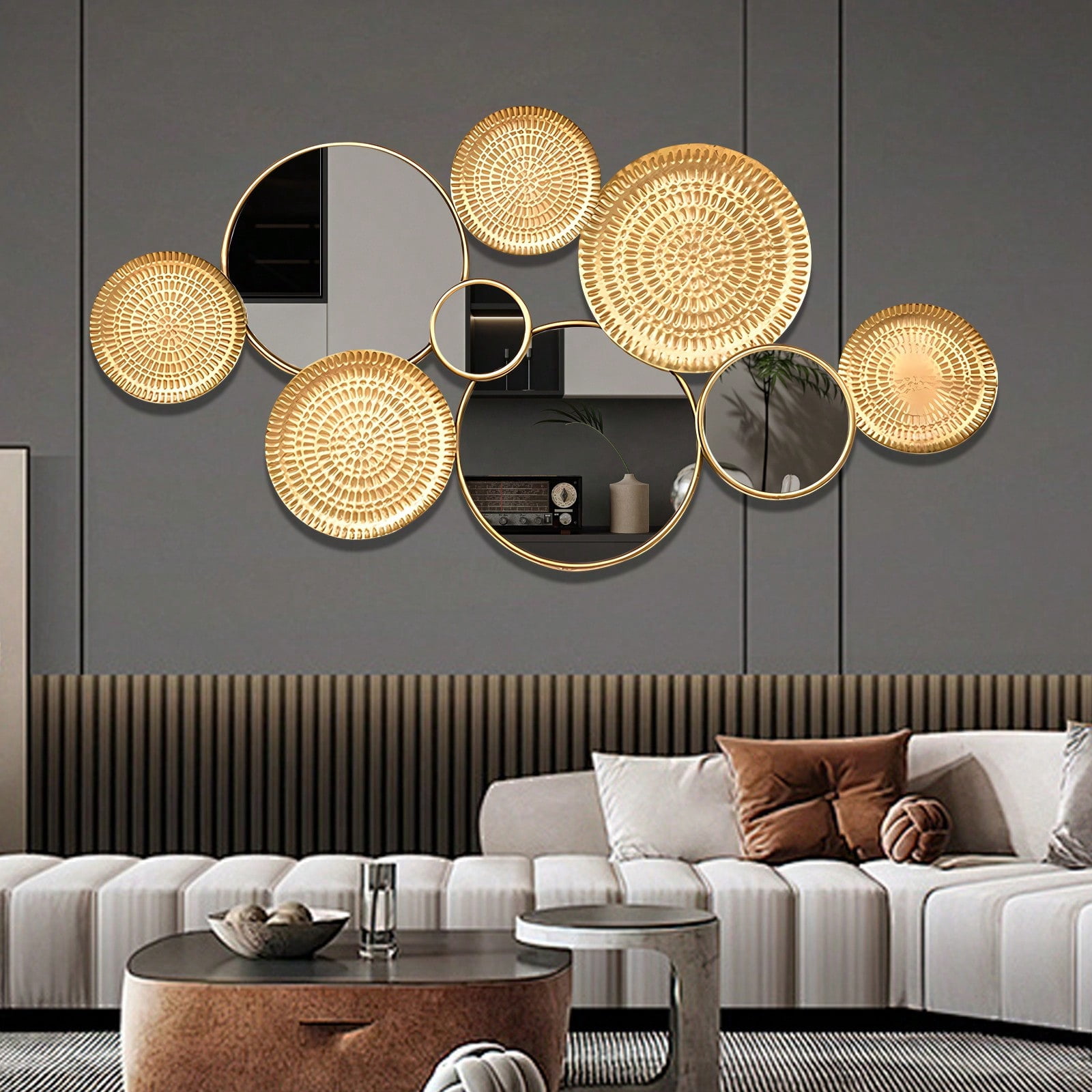 Gold Wall Mirrors Decorative,Large Modern Wall Art Mirror For Living ...