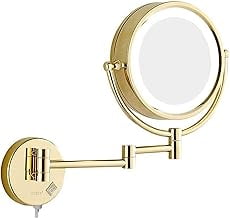 Gold Wall-Mounted Makeup Mirror,8 inch Magnifying Double Sided Led ...