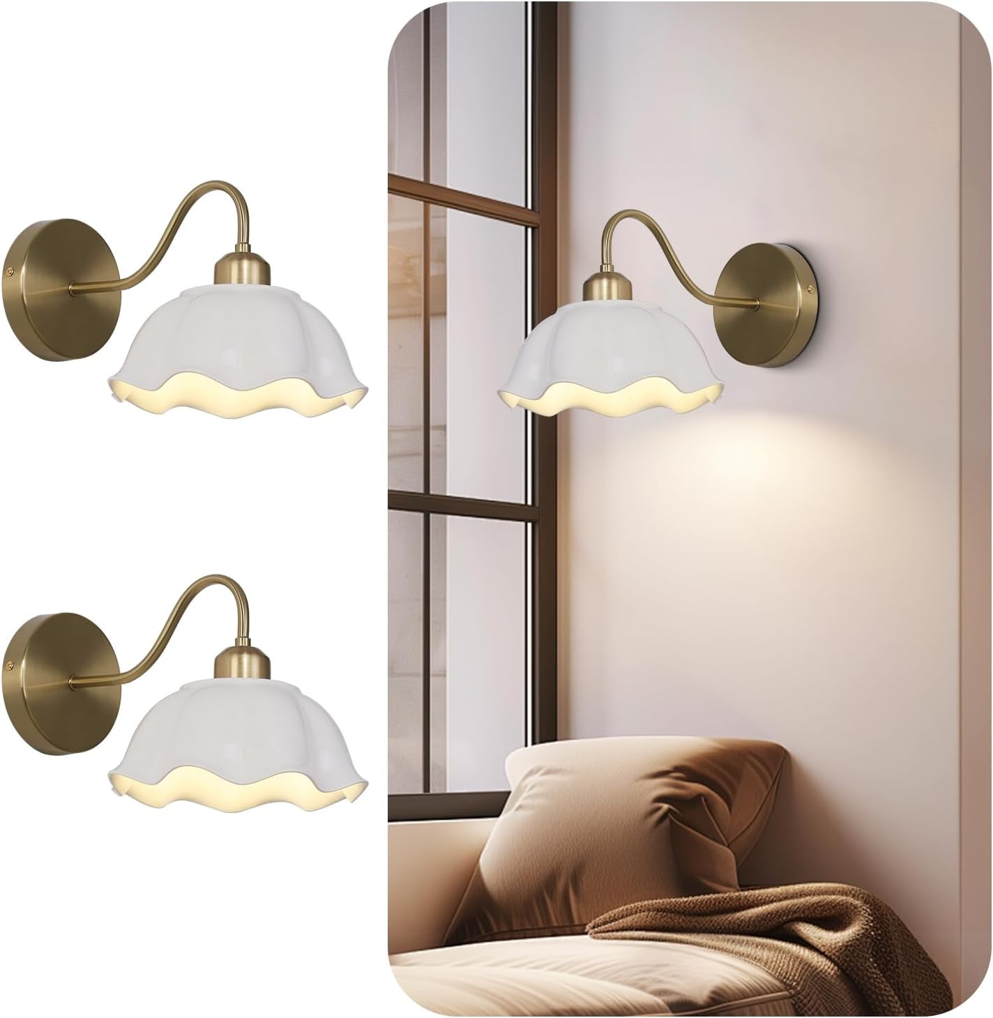 Gold Wall Sconces Set of Two Vintage Wall Lights Modern Farmhouse Sconces Wall Lighting Indoor ...
