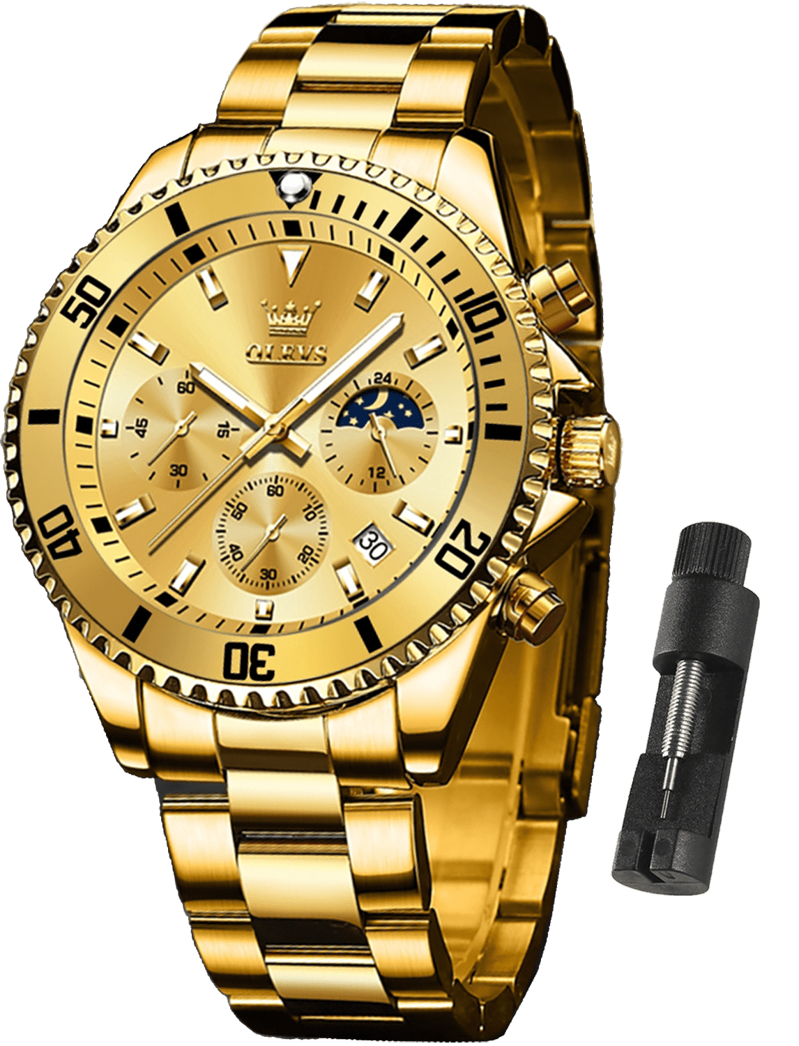 Gold Watches for Men OLEVS Watch Men Stainless Steel Watch for Men ...