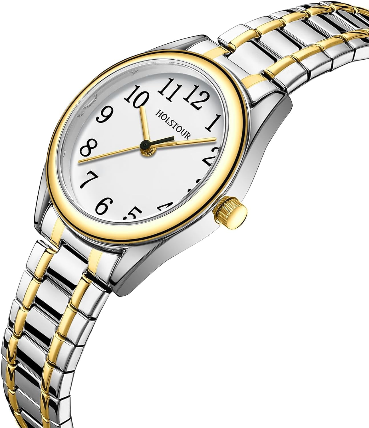 Gold Watches for Women Easy Reader Watch,with Stainless Steel Expansion ...