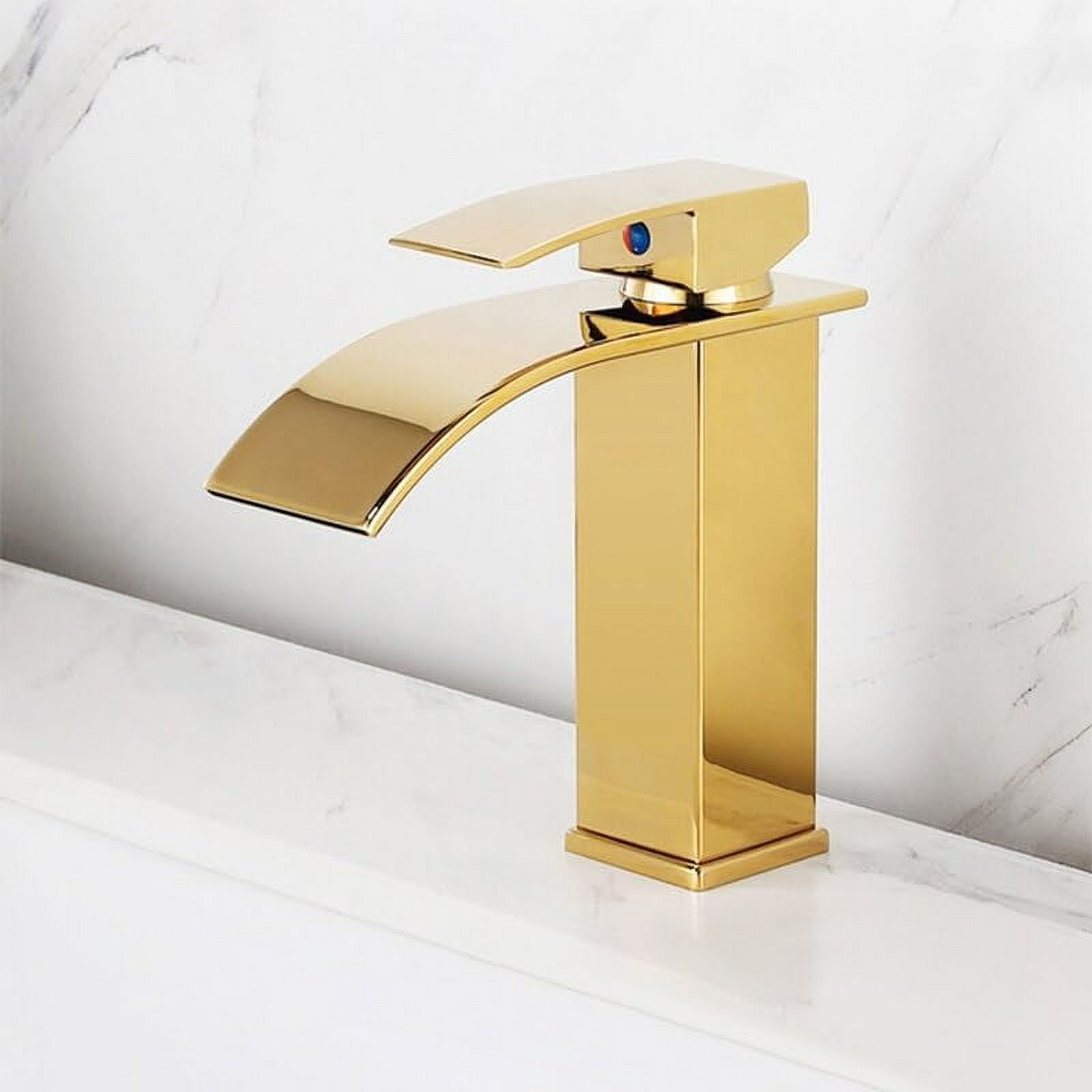 Gold Waterfall Bathroom Faucet Deck Mount Single Lever Vanity Vessel ...