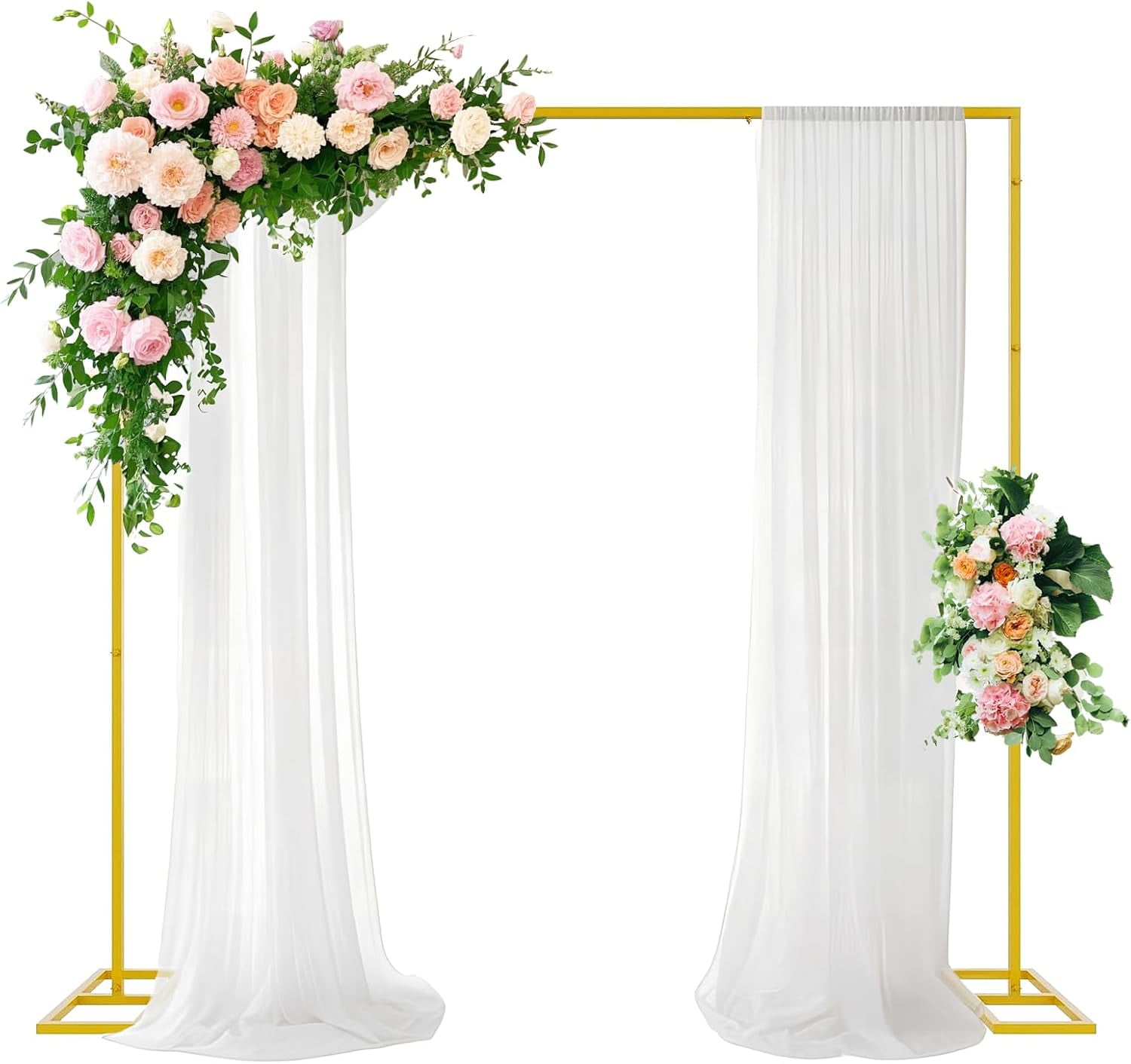 Gold Wedding Arch Backdrop Stand - 6.6FTx6.6FT Metal Bloon Arch Square ...