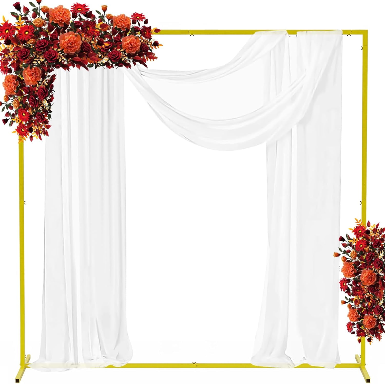 Gold Wedding Arch Backdrop Stand, 6.6x6.6 FT Square Metal Balloon Arch ...