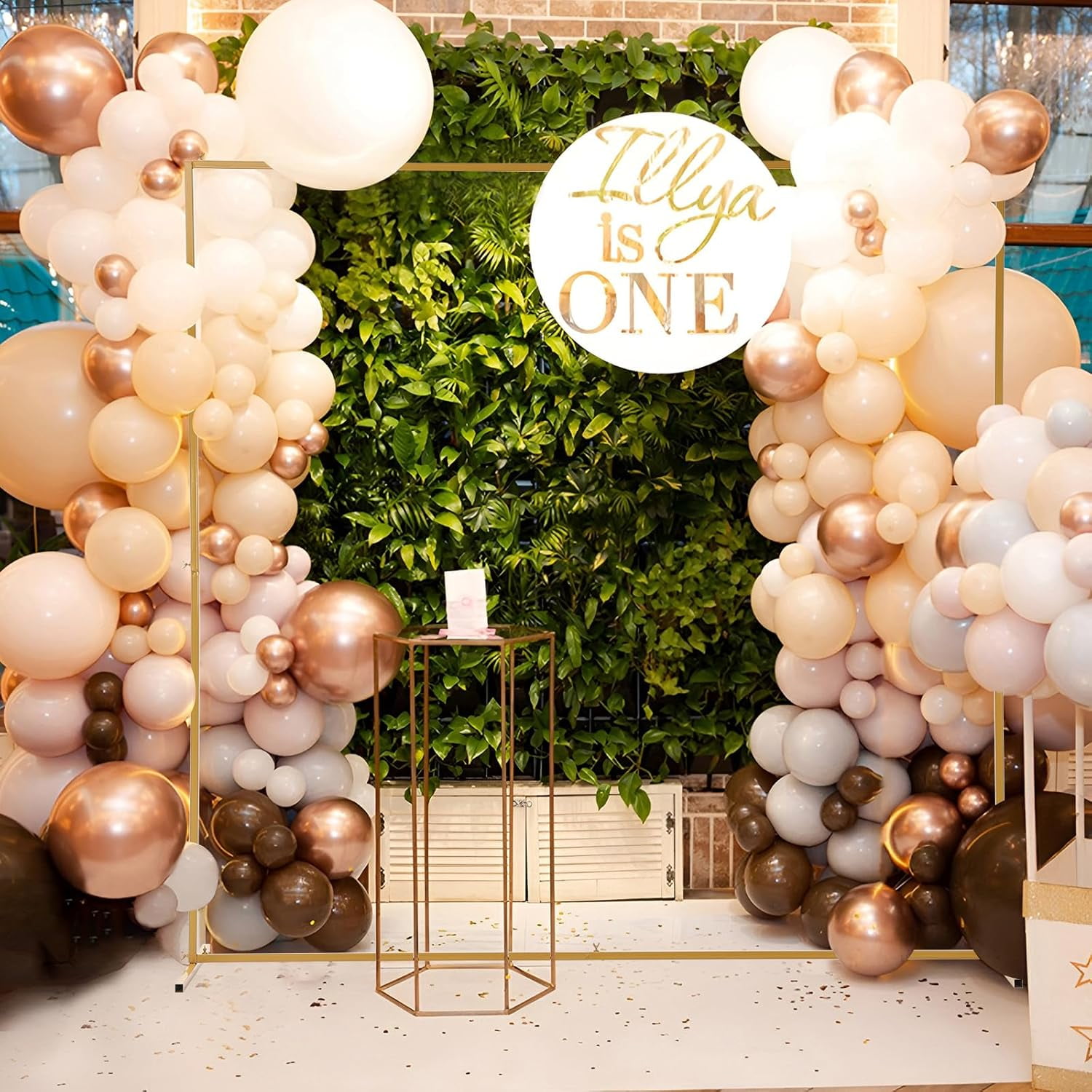 Joyspirit Gold Wedding Arch Backdrop Stand, 6.6x6.6 FT Square Metal ...