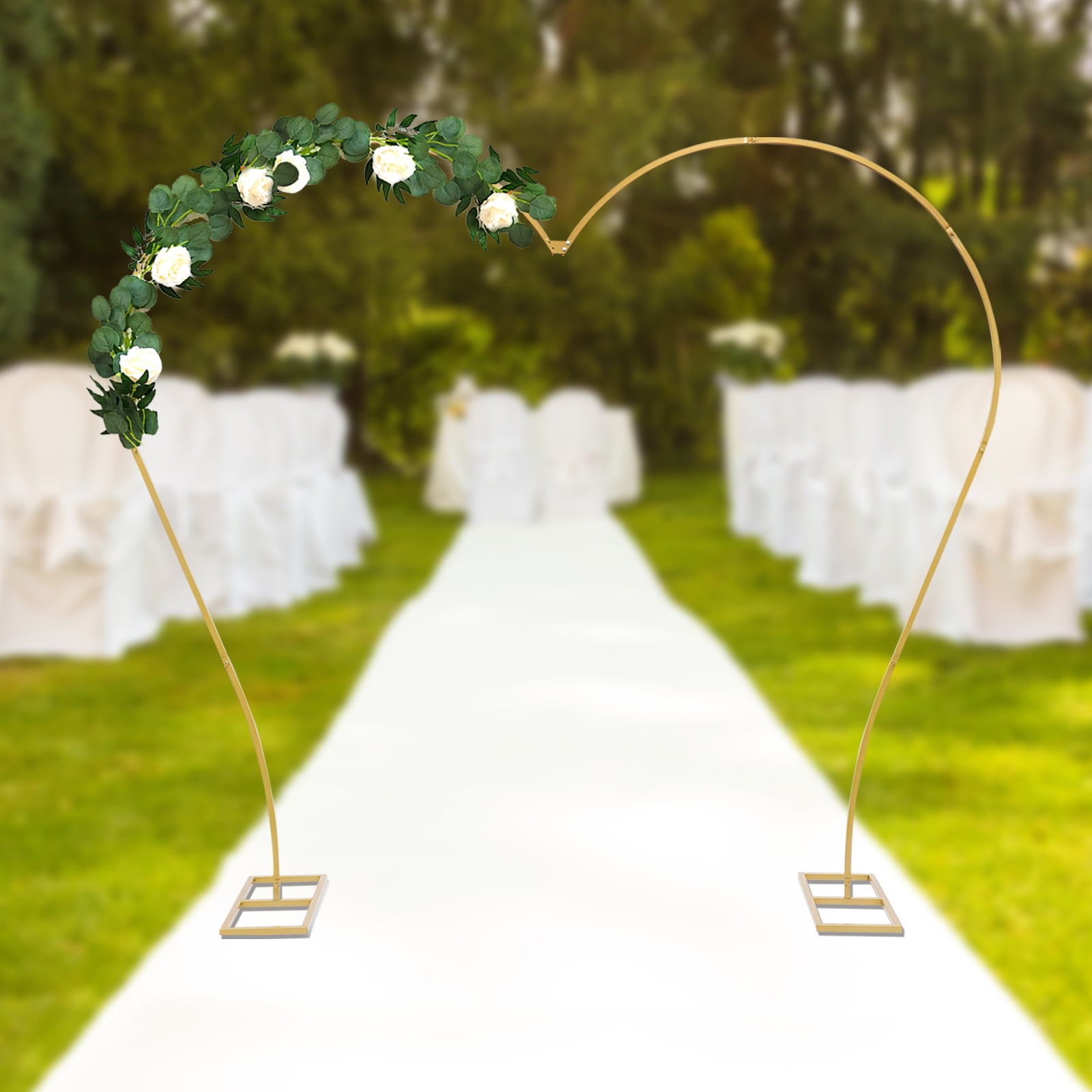 Gold Wedding Arch Rack Heart-shaped Flower Stand Metal Party Backdrop ...