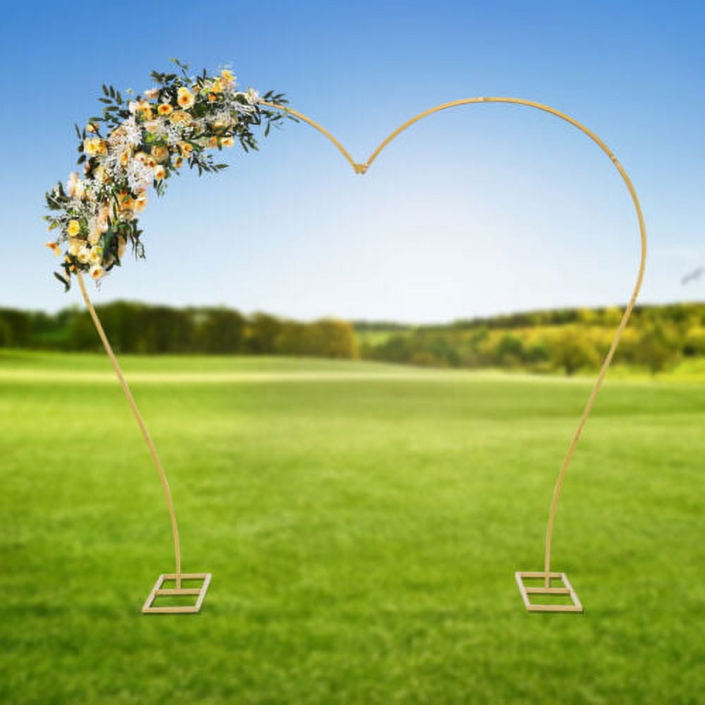 Gold Wedding Arch Rack Heart-shaped Flower Stand Metal Party Backdrop ...
