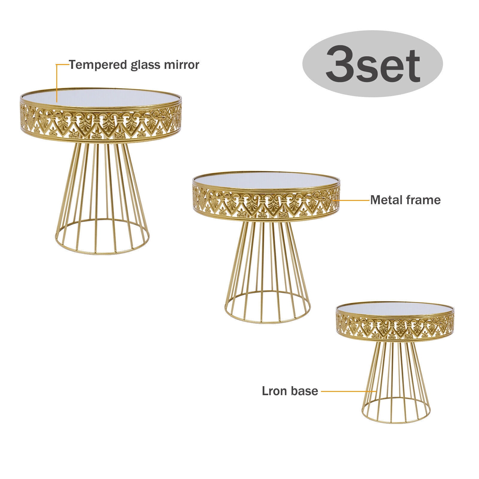 Gold Wedding Cake Stand Round Cupcake Stands Party Dessert Plate ...