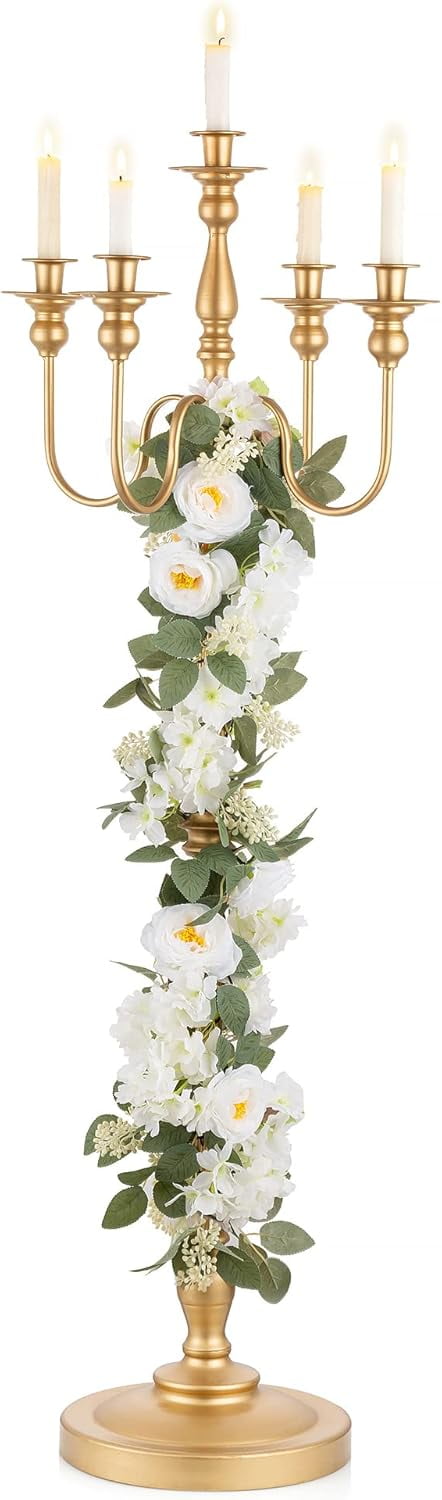 Gold Wedding Candelabra - Antique Floor Candelabra, Metal 5 Arm ...