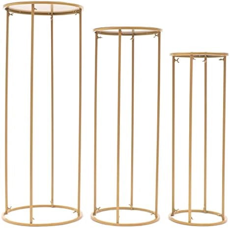 Gold Wedding Flower Stand, 3pcs Metal Flower Stand, Gold Round Column ...