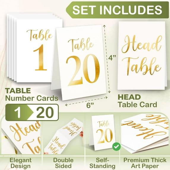 Gold Wedding Table Numbers 1-20 - Gold Table Numbers For Wedding ...