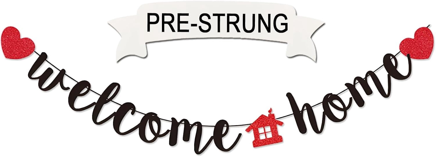 Gold Welcome Home Banner - Fully Assembled and Ready to Hang - Glitter ...