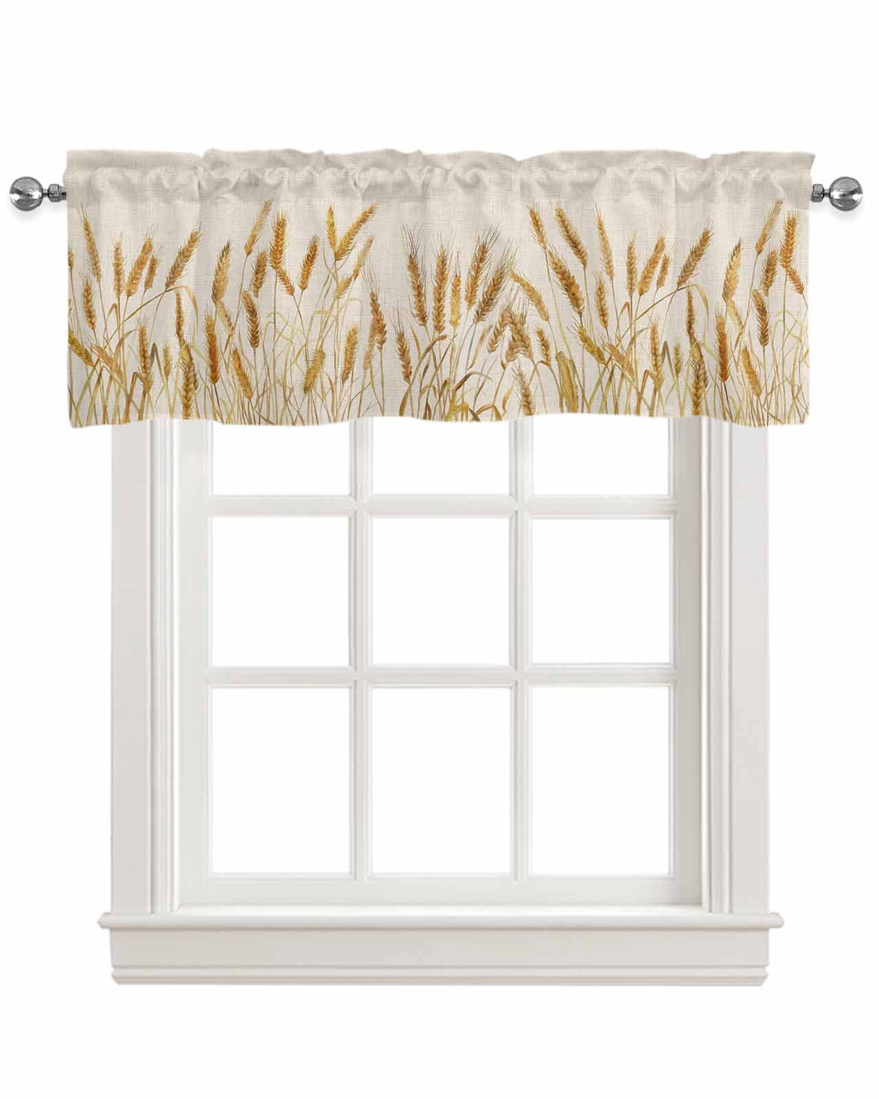 Gold Wheat Linen Curtain Valance for Bedroom/Bathroom/Kitchen/Office ...