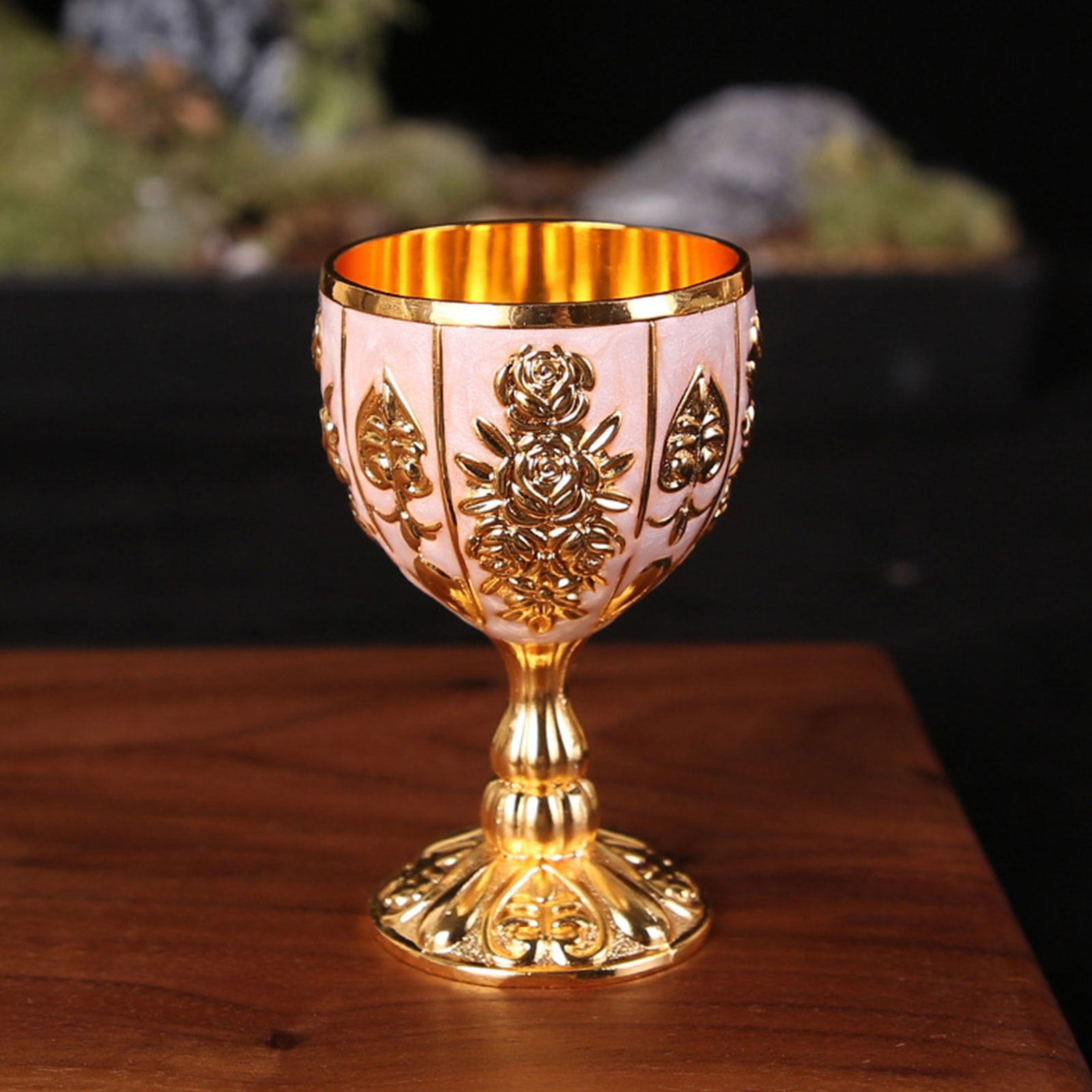 Gold White Chalice Goblet Delicate Retro Wine Cup Medieval Goblet Alloy ...