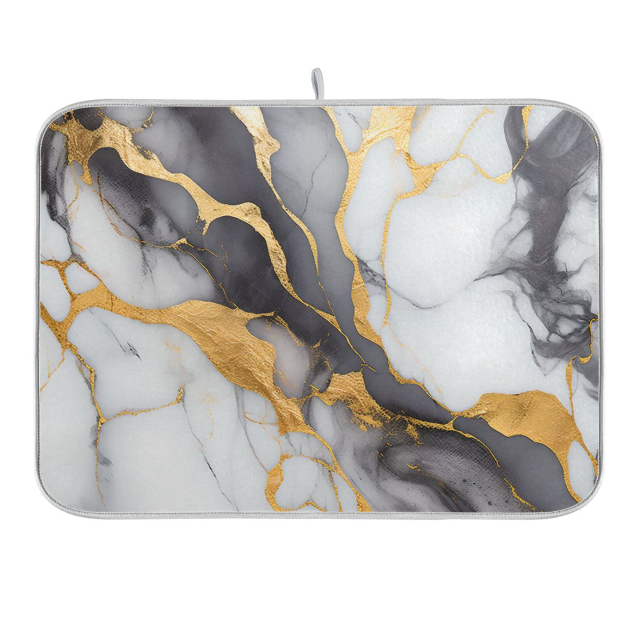 Gold White Ink Marble Dish Drying Mat for Kitchen Counter 18x24 In ...