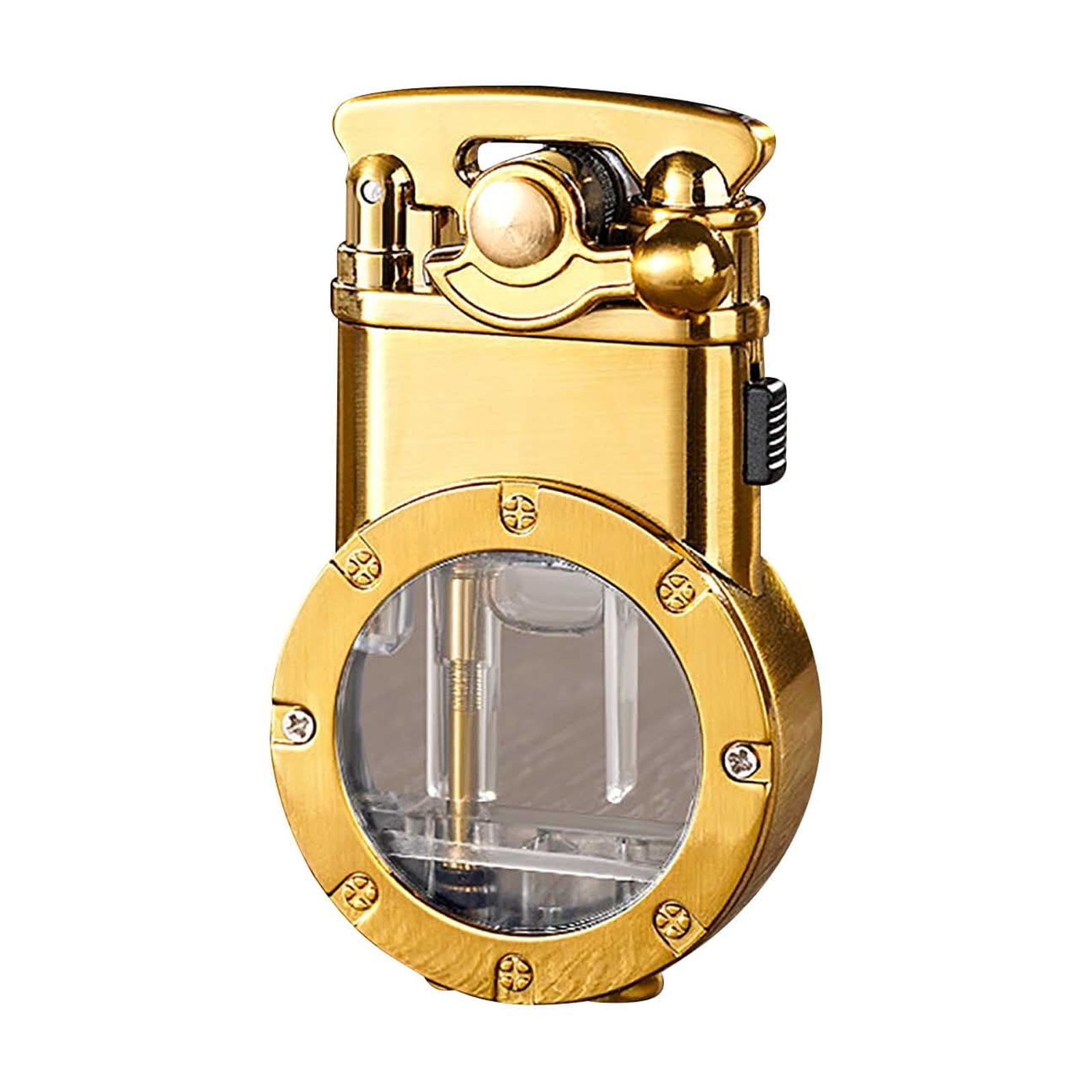 Gold Windproof Lighter Double Flame Butane Lighter Transparent Gas ...