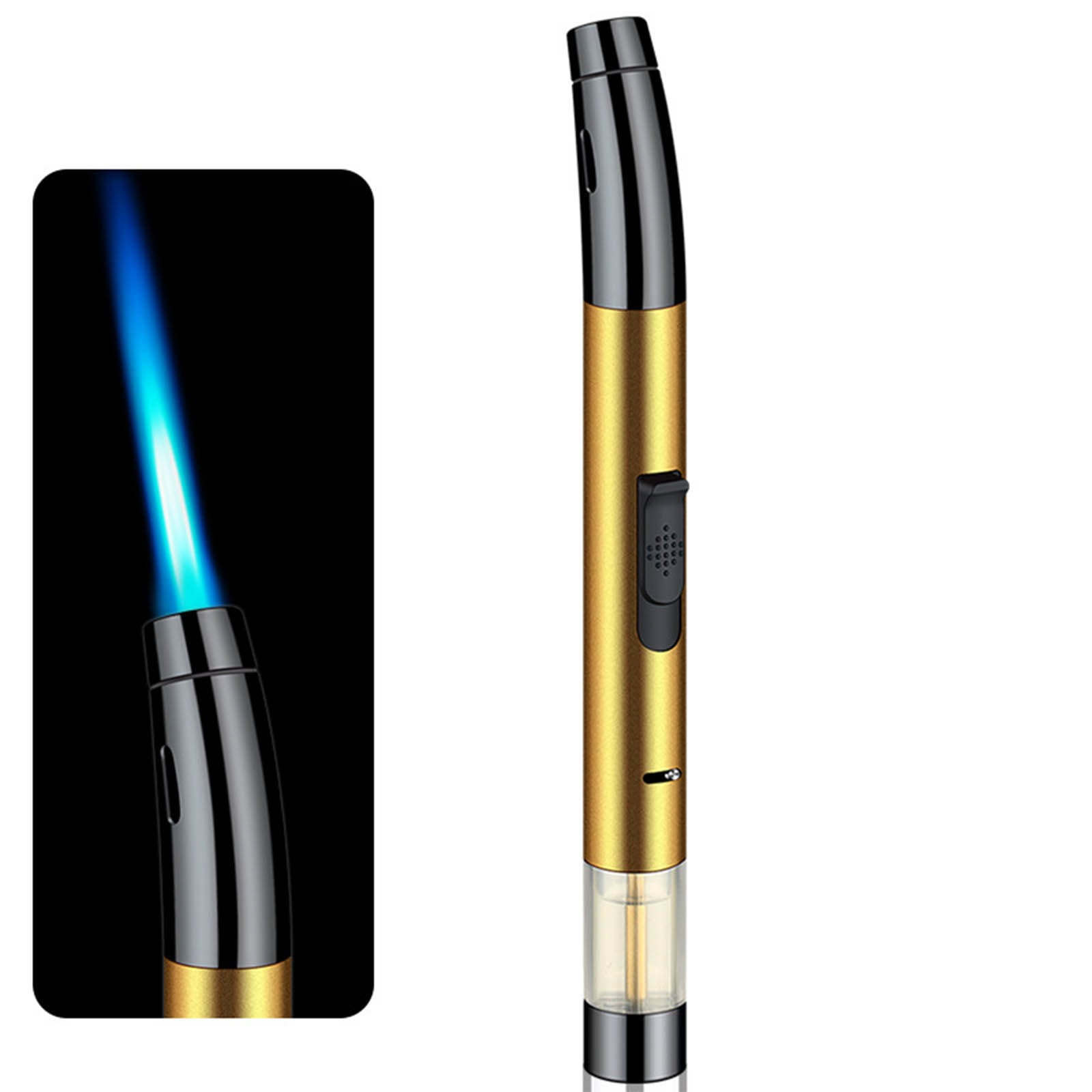 Gold Windproof Torch Lighter Adjustable Flame Butane Fuel For Camping ...