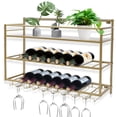 Gold Wine Rack Wall Mounted Hanging Shelf Wine Display Organizer with ...