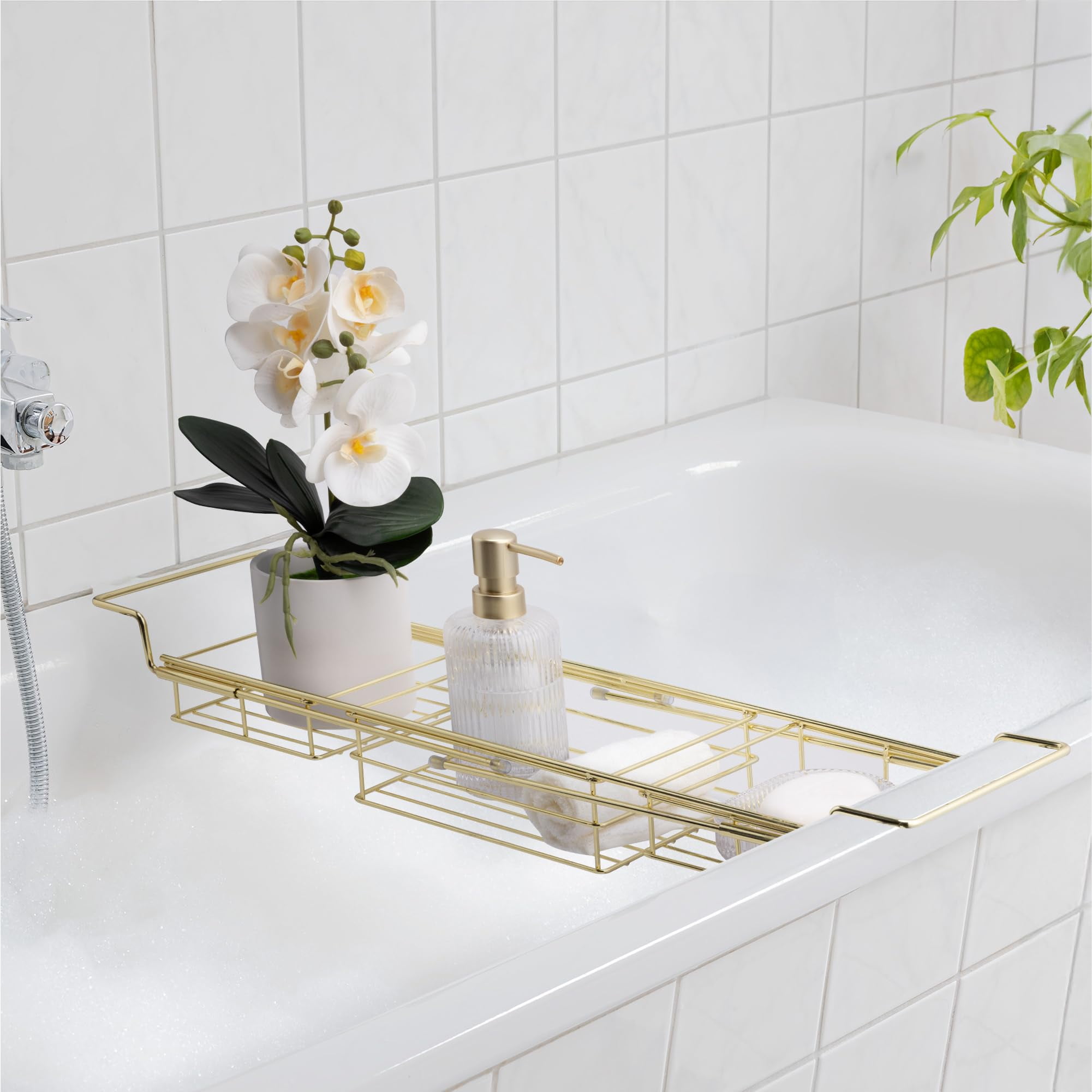 Gold Wire Bath Tray - Adjustable Bath Caddy - Organiser Trays for ...