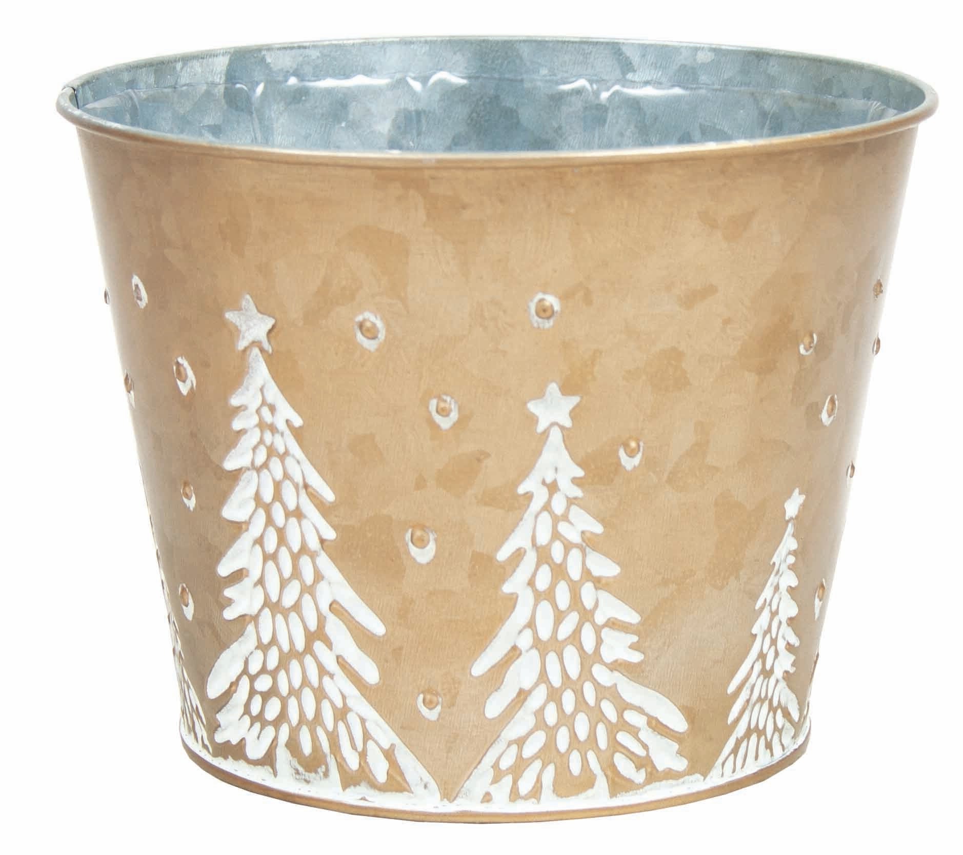 Gold With White Trees Bucket Shape Planter - Walmart.com