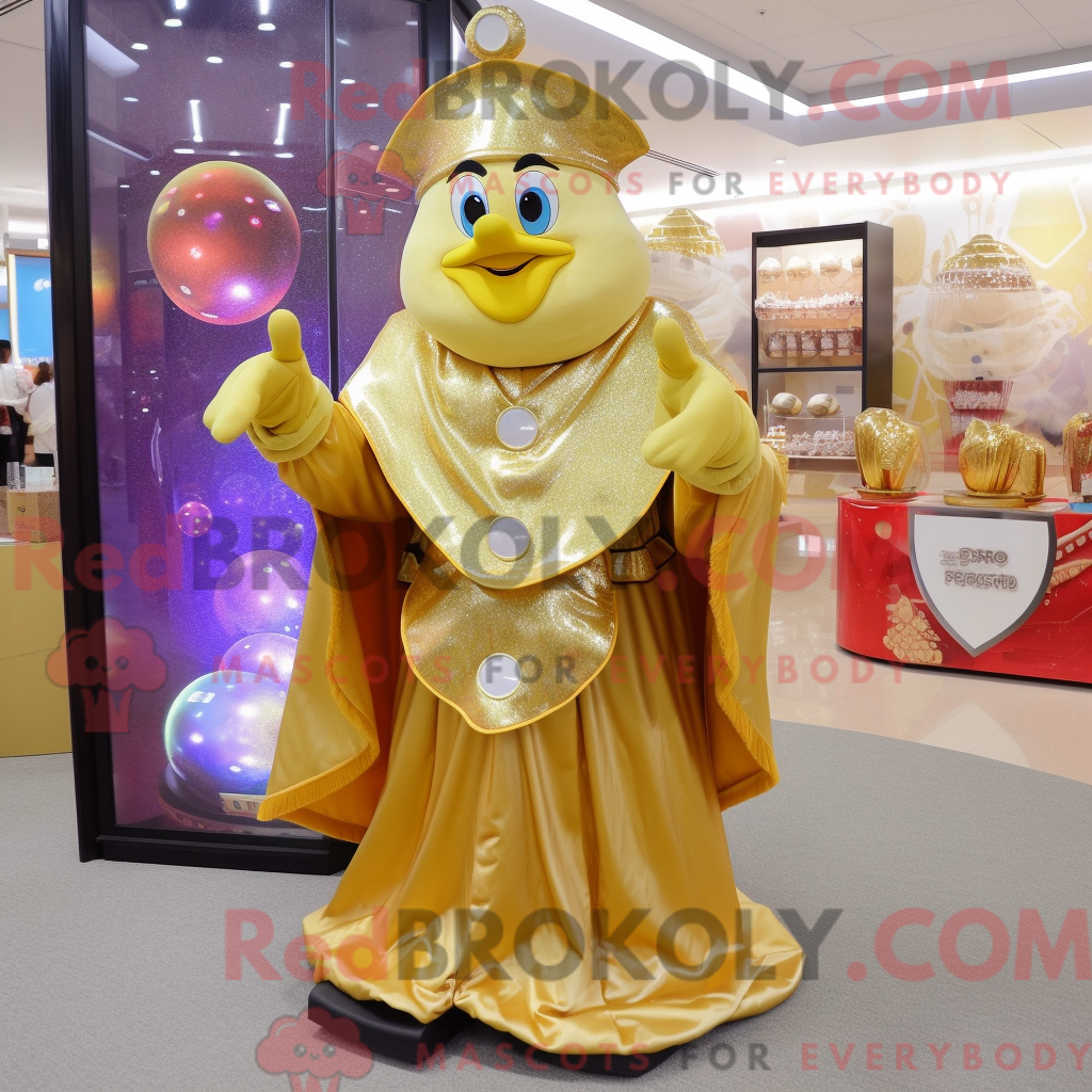 Gold Wizard REDBROKOLY mascot costume character dressed with a Ball ...